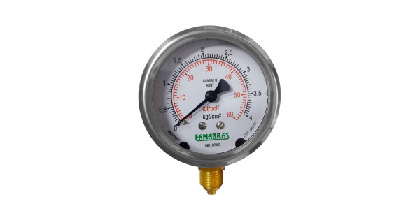 MANÔMETRO 62 RETO CX INOX 4KG/60LBS R1/4' BSP - FAMABRAS