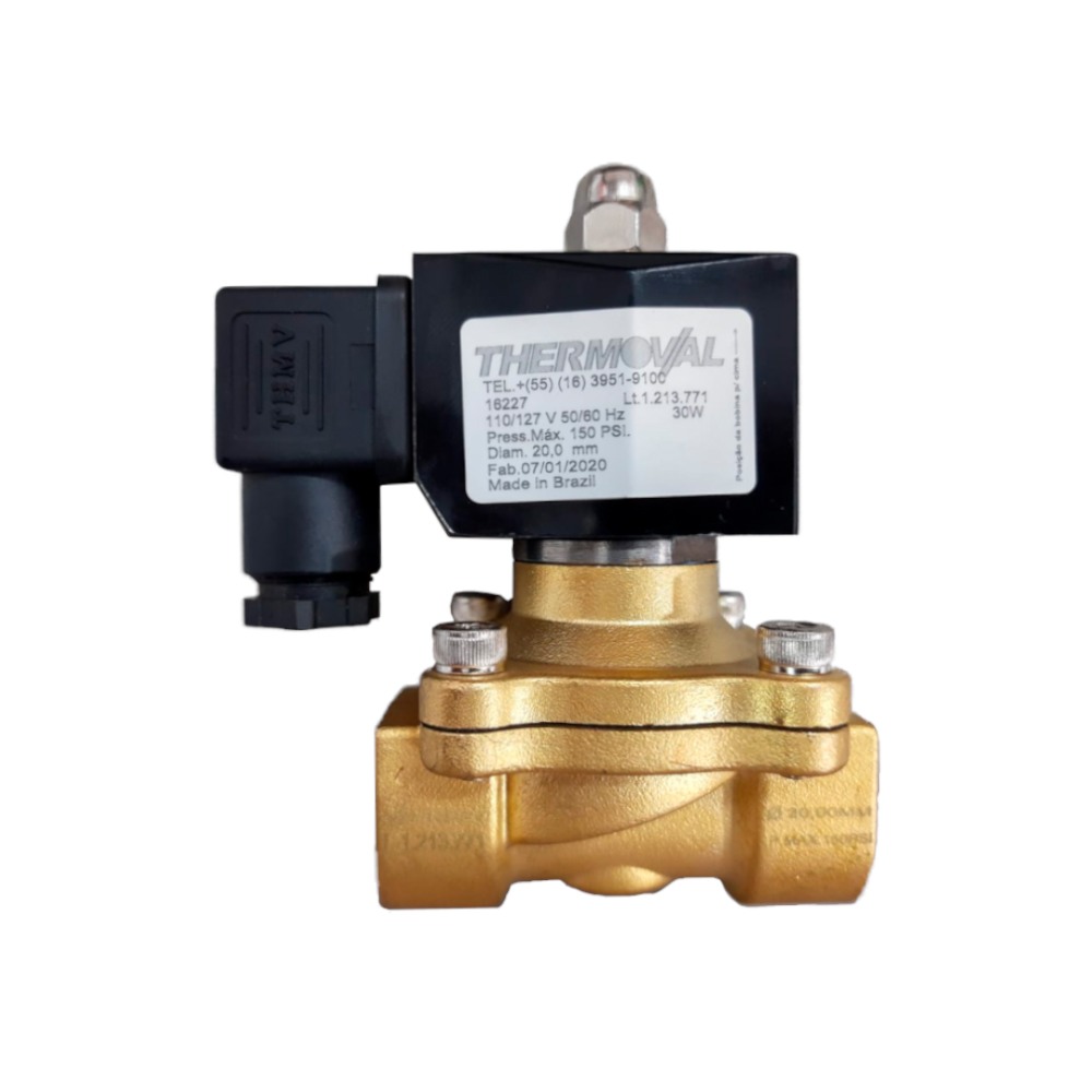 VÁLVULA SOLENÓIDE 2 VIAS NF 3/4 NPT 0-15PSI 110V COD 16227 - THERMOVAL