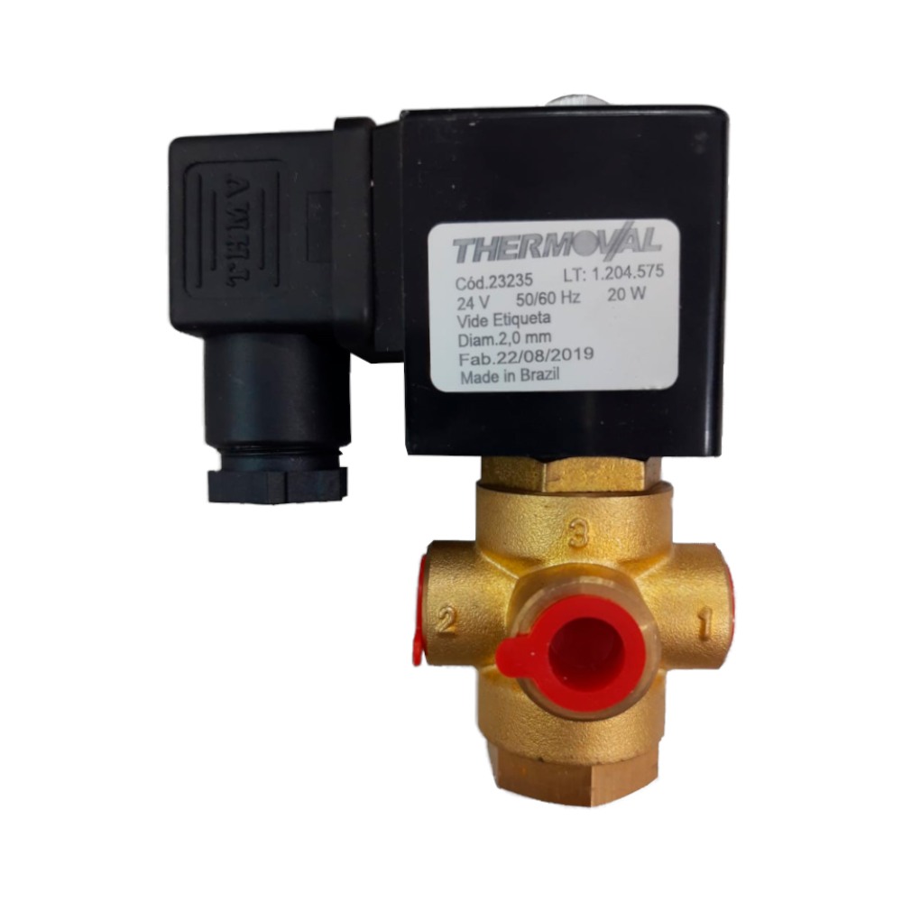 VÁLVULA SOLENÓIDE 3 VIAS NF 1/4' 24V COD 23235 - THERMOVAL